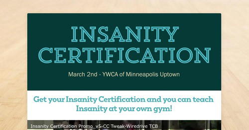 Insanity Certification | Smore Newsletters
