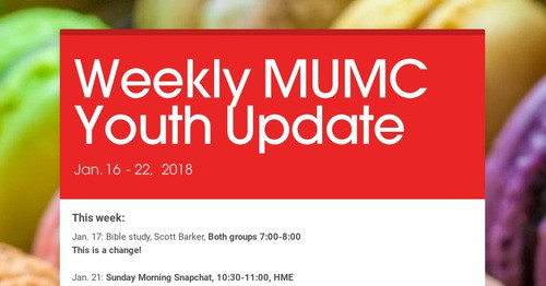 Weekly MUMC Youth Update | Smore Newsletters