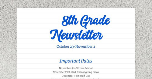 8th Grade Newsletter | Smore Newsletters