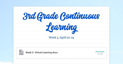 3rd Grade Continuous Learning | Smore Newsletters