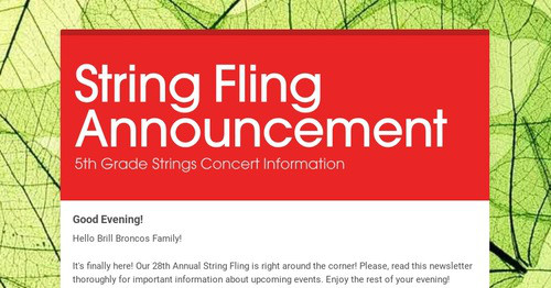 String Fling Announcement | Smore Newsletters for Education