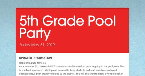 5th Grade Pool Party | Smore Newsletters