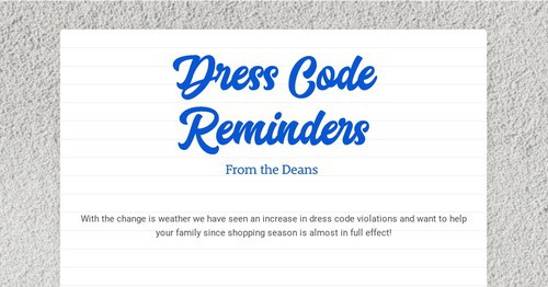 Dress Code Reminders | Smore Newsletters for Education