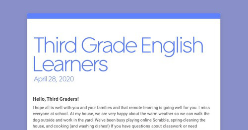 Third Grade English Learners | Smore Newsletters for Education