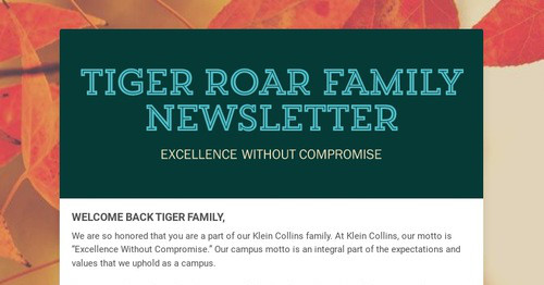 TIGER ROAR FAMILY NEWSLETTER | Smore Newsletters