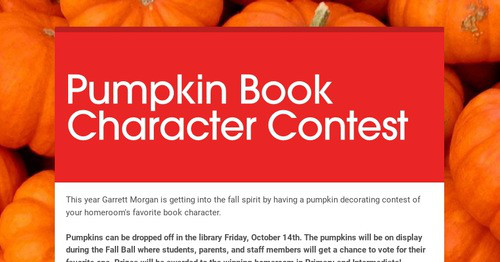 Pumpkin Book Character Contest | Smore Newsletters