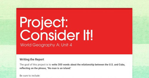 Project: Consider It!