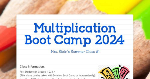 Multiplication Boot Camp 2024 | Smore Newsletters for Education