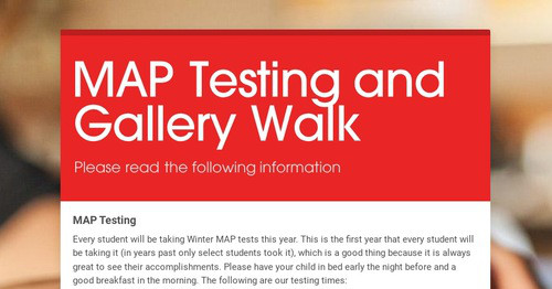 MAP Testing and Gallery Walk | Smore Newsletters