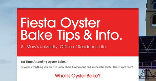 Fiesta Oyster Bake Tips & Info. | Smore Newsletters