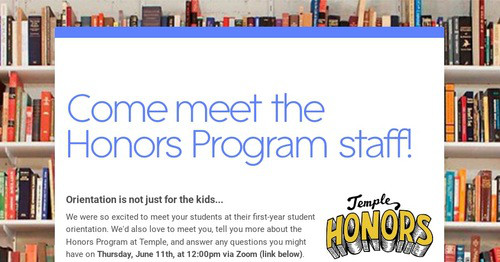 Come meet the Honors Program staff! | Smore Newsletters for Education