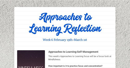 Approaches to Learning Reflection