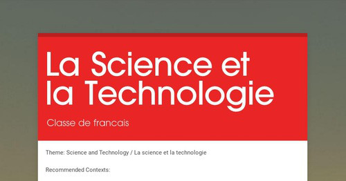La Science et la Technologie | Smore Newsletters for Education