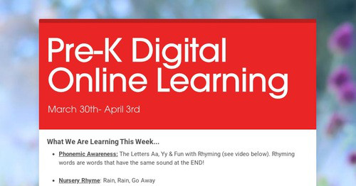 Pre-K Digital Online Learning | Smore Newsletters