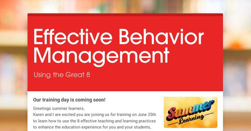 Effective Behavior Management | Smore Newsletters for Education