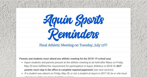 Aquin Sports Reminders