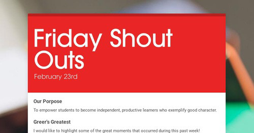 Friday Shout Outs | Smore Newsletters for Education
