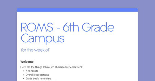 ROMS - 6th Grade Campus | Smore Newsletters for Education