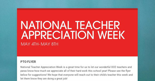 NATIONAL TEACHER APPRECIATION WEEK