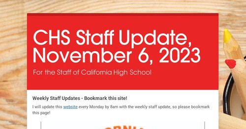 CHS Staff Update, November 6, 2023 | Smore Newsletters for Education