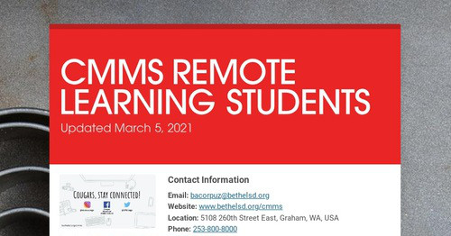 CMMS REMOTE LEARNING STUDENTS | Smore Newsletters for Education