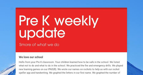 Pre K weekly update | Smore Newsletters