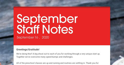 September Staff Notes | Smore Newsletters for Education