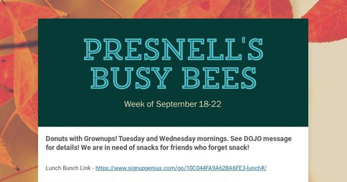 Presnell's Busy Bees | Smore Newsletters