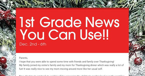 1st Grade News You Can Use!! | Smore Newsletters
