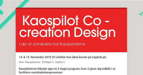 Kaospilot Co - creation Design