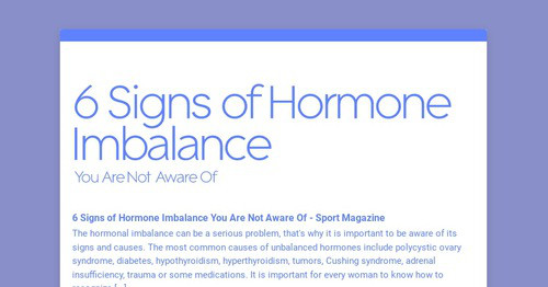 6 Signs of Hormone Imbalance | Smore Newsletters