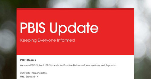 PBIS Update | Smore Newsletters for Education