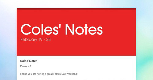 Coles' Notes | Smore Newsletters