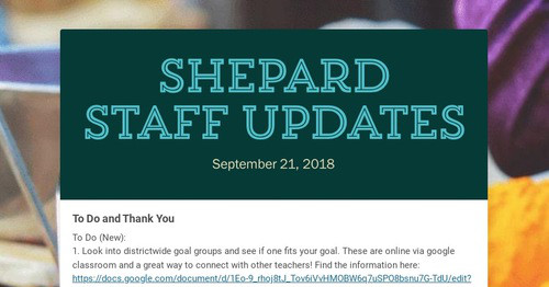 Shepard Staff Updates | Smore Newsletters