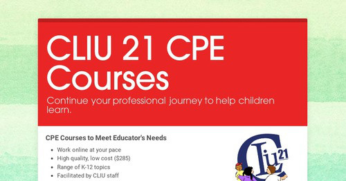 CLIU 21 CPE Courses