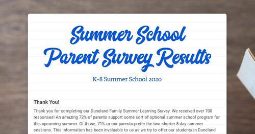 Summer School Parent Survey Results | Smore Newsletters