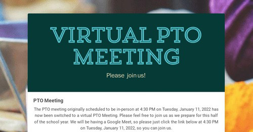Virtual PTO Meeting | Smore Newsletters for Education