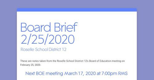 Board Brief 2/25/2020