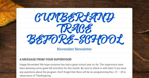 CUMBERLAND TRACE BEFORE-SCHOOL | Smore Newsletters for Education