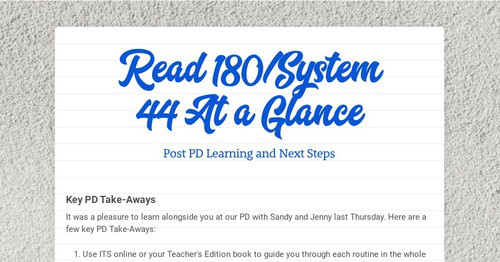 Read 180/System 44 At a Glance | Smore Newsletters for Education