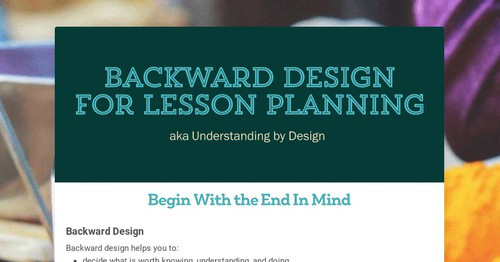 Backward Design for Lesson Planning