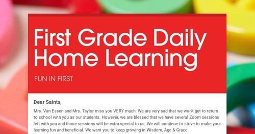 First Grade Daily Home Learning | Smore Newsletters
