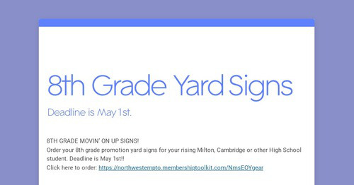 8th Grade Yard Signs