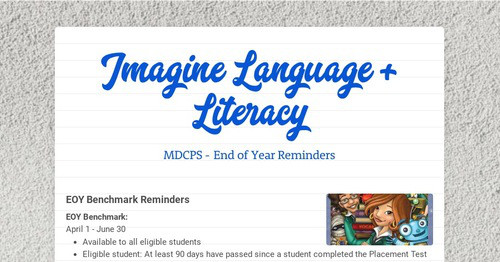 Imagine Language + Literacy | Smore Newsletters for Education