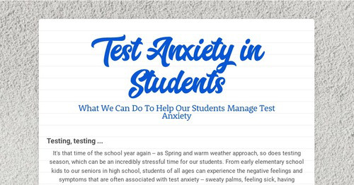 Test Anxiety in Students | Smore Newsletters