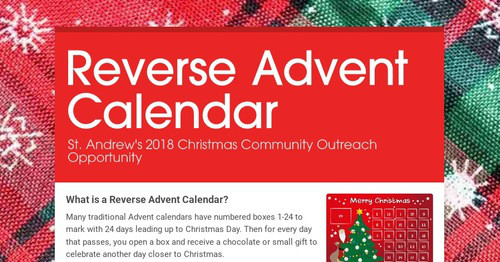 Reverse Advent Calendar | Smore Newsletters