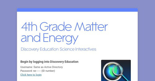 4th Grade Matter and Energy | Smore Newsletters