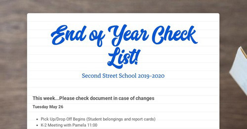 End of Year Check List! | Smore Newsletters