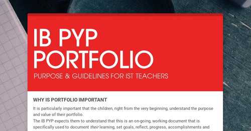 IB PYP PORTFOLIO | Smore Newsletters