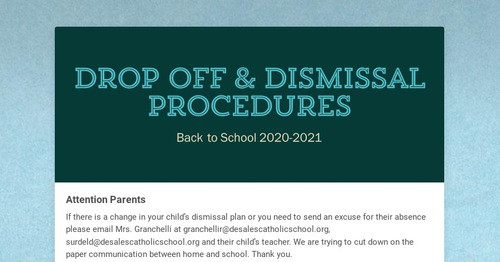 Drop Off & Dismissal Procedures | Smore Newsletters for Education